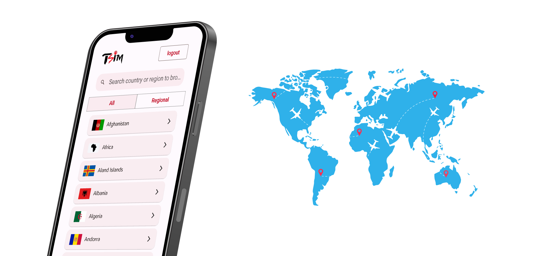 International eSIMs from InstaSIM | TSIM's International Roaming SIM Cards